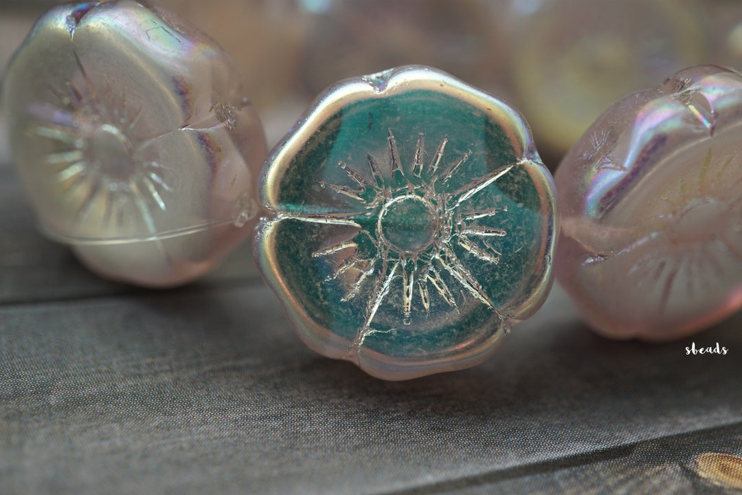 Heavenly Pink, Flower Beads, Czech Beads, 84-5sa - Etsy