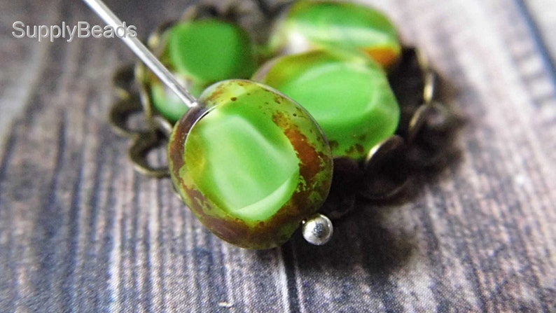 Savannah Green Oval Beads Czech Beads Beads57-5sb - Etsy