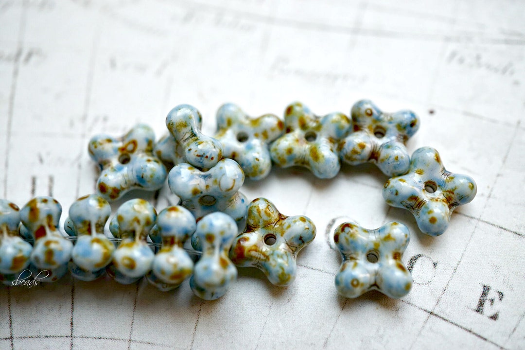 FREE SHIPPING All Blue, Flower Beads, Czech Beads, Beads, 64-3sa - Etsy