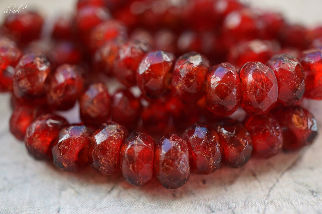 FREE SHIPPING Ruby Red, Roller Beads, Czech Beads, Beads, 202-1sa - Etsy