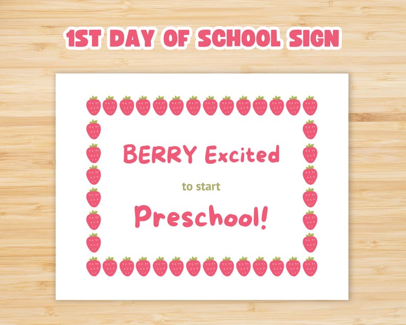 First Day of School Sign Printable, First Day of Preschool, First Day ...