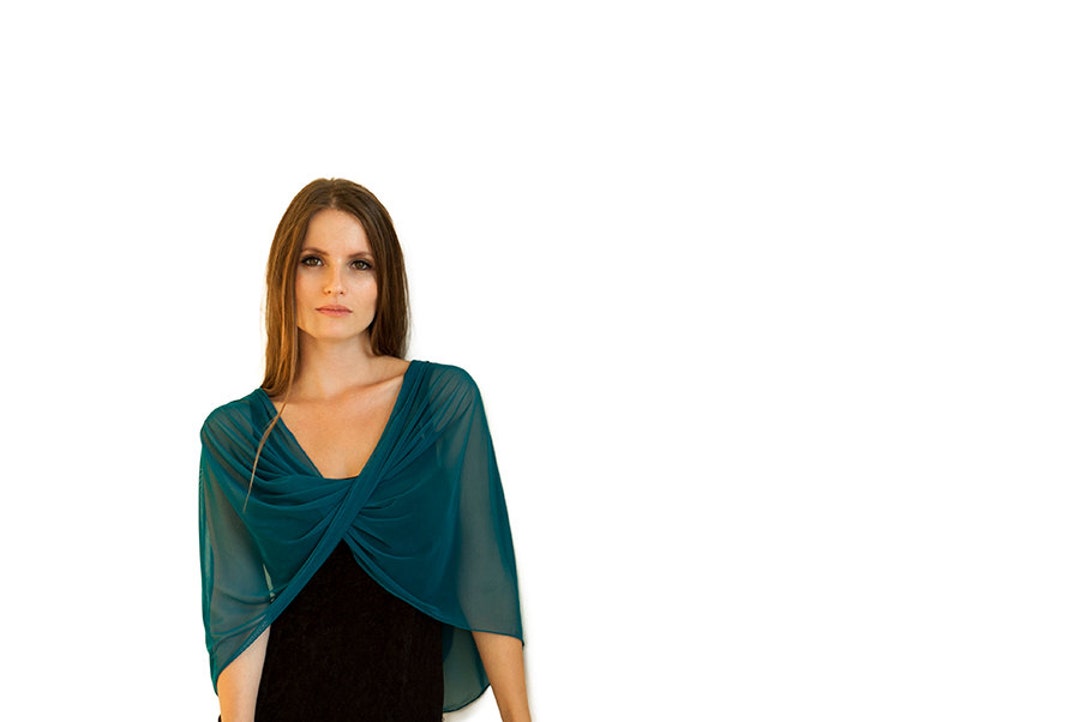 Teal Shawl With 4 Wearing Ways- Shawl, Crisscross, Shrug or Loop Scarf ...