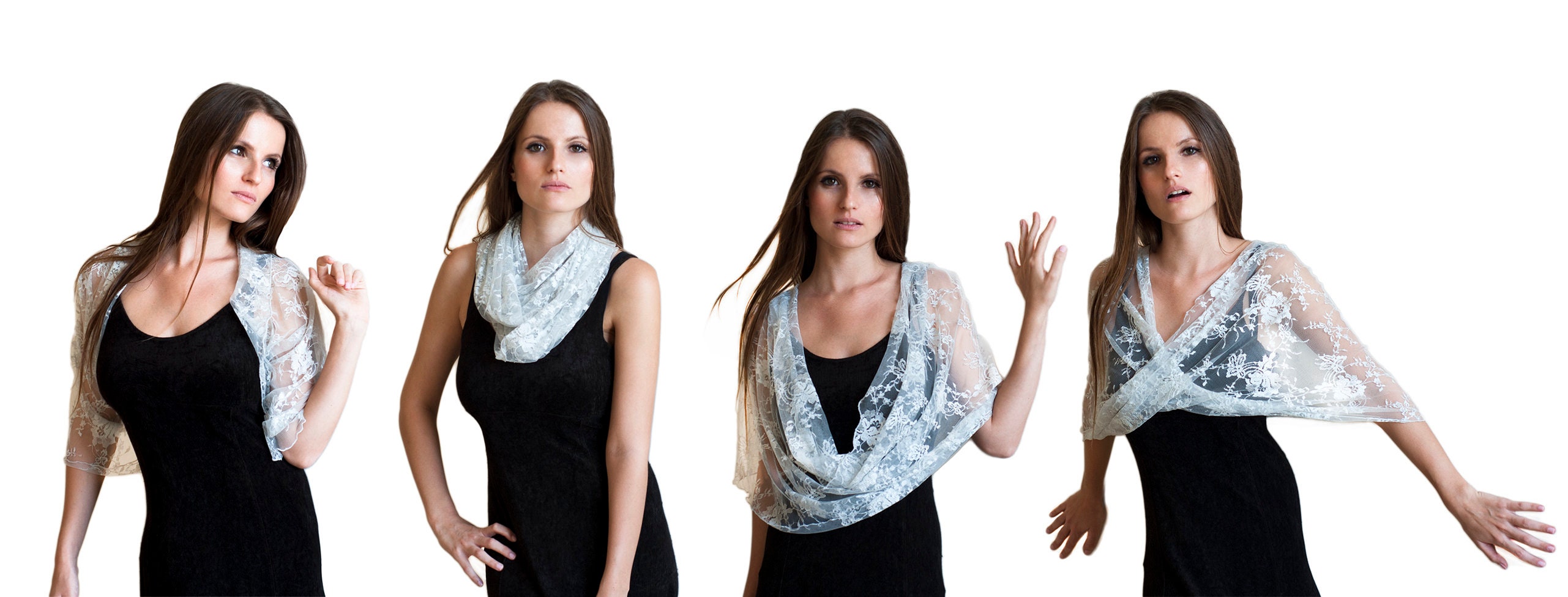 Petite Lace Shawl With 4 Wearing Options. Petite Bolero, Convertible ...