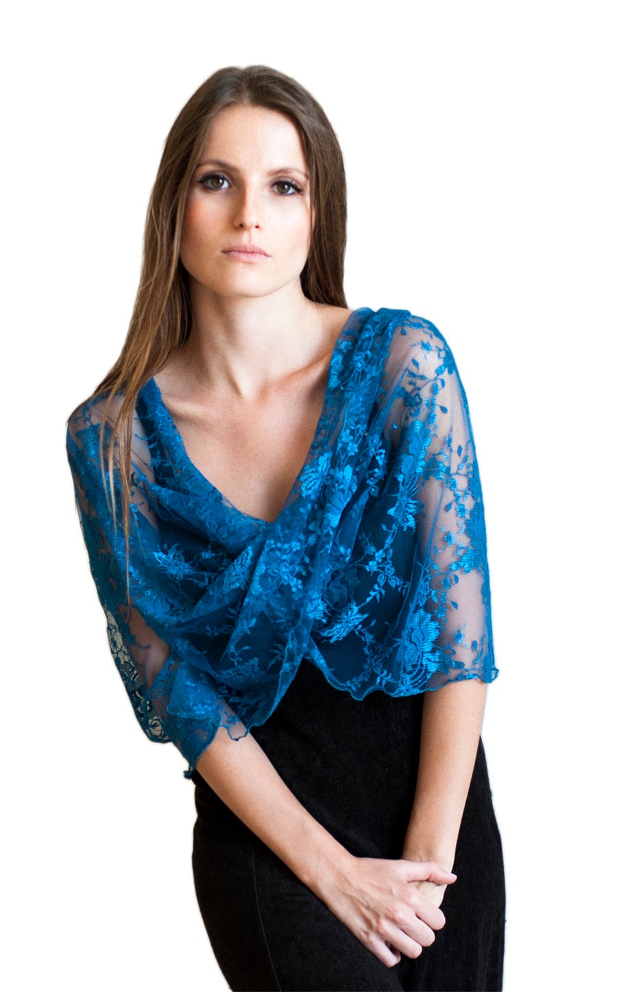 Royal Blue Loop Shawl With 4 Wearing Options Shawl Shrug - Etsy
