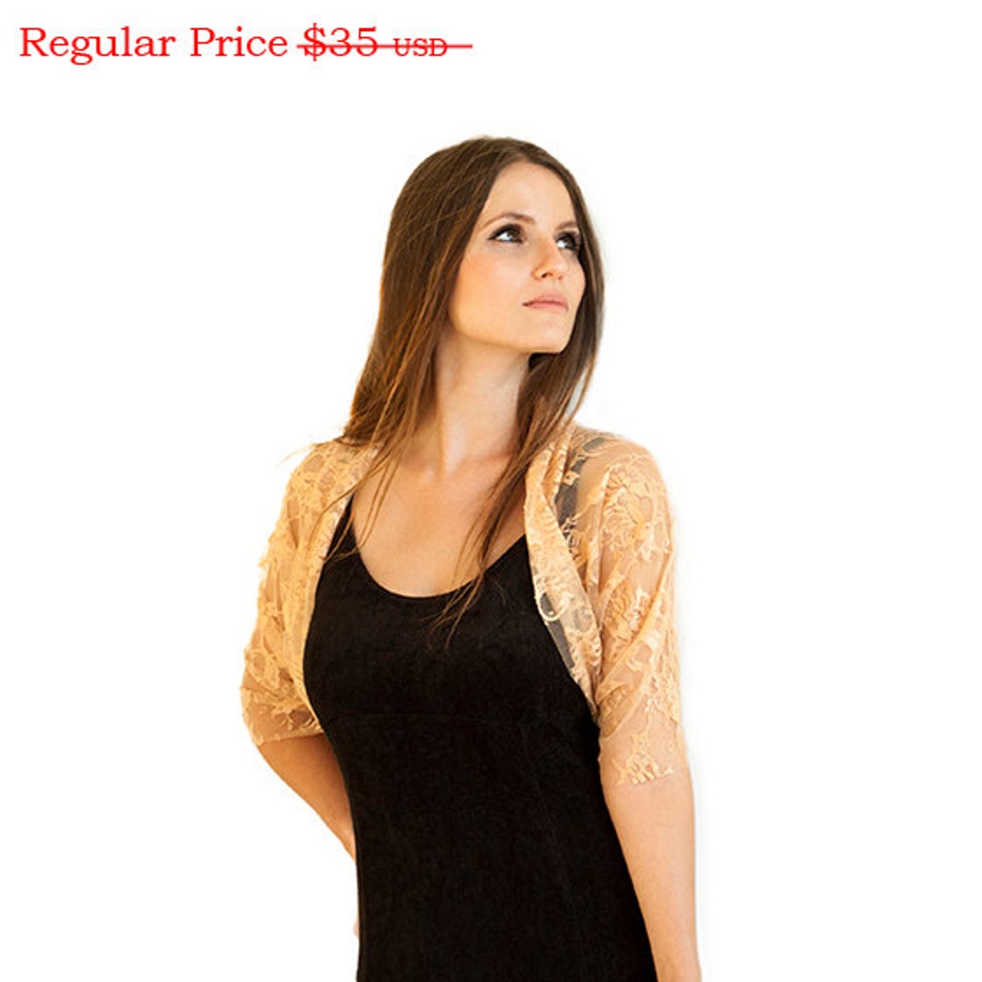 Lace Cover up With 4 Wearing Options, Peach Lace. Shawl, Shrug ...