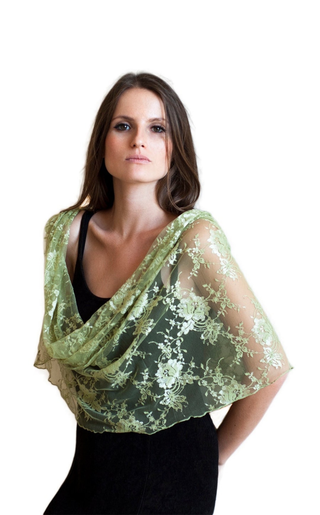 Moss Green Convertible Shawl With 4 Wearing Ways- Shawl, Shrug, Scarf ...