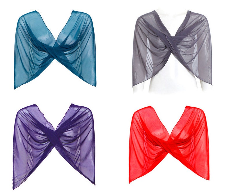 Petite Sheer Evening Cover Up, Loop Shawl With 4 Wearing Options- Shawl ...