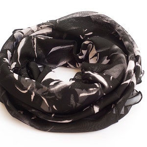 Black & White Floral Loop Scarf - Etsy