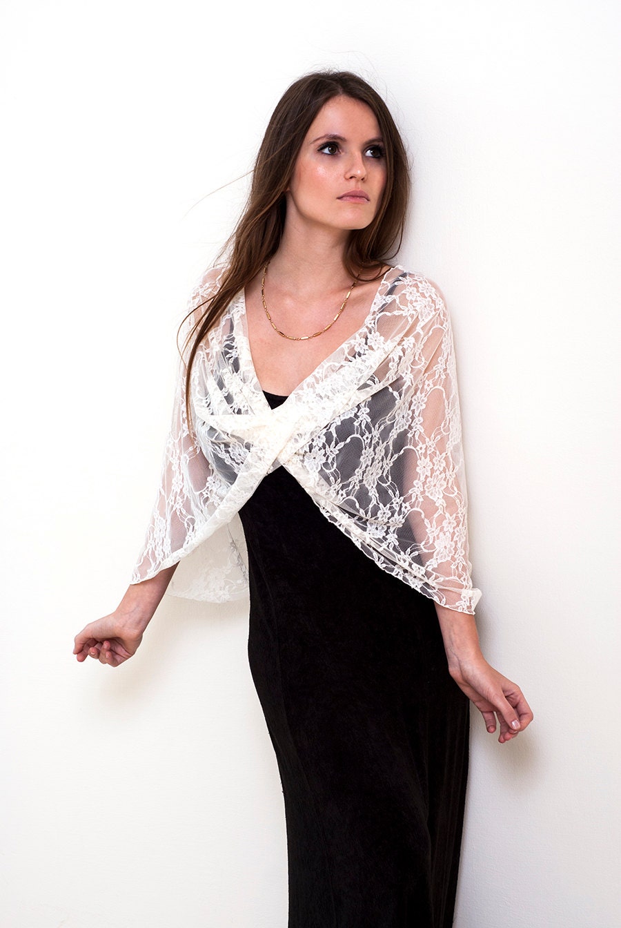 Ivory Lace Shrug Bolero With 4 Wearing Options- Shrug, Shawl ...
