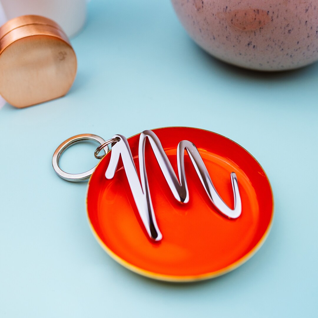 Name Initial Keyring Silver Handmade Personalised Engraved Keepsake ...