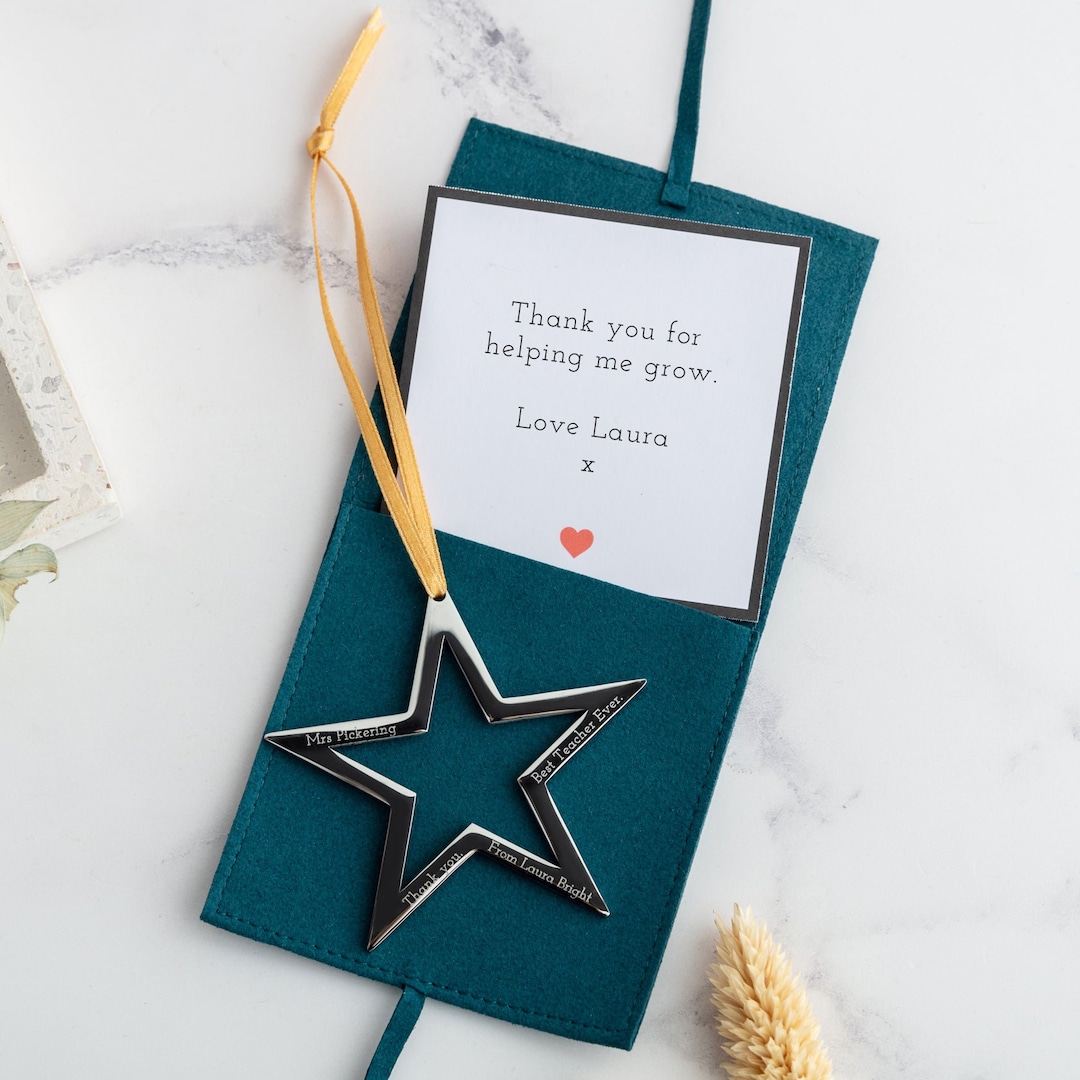 Thank You Teacher Star Decoration | Teacher Star Gift | Personalised ...