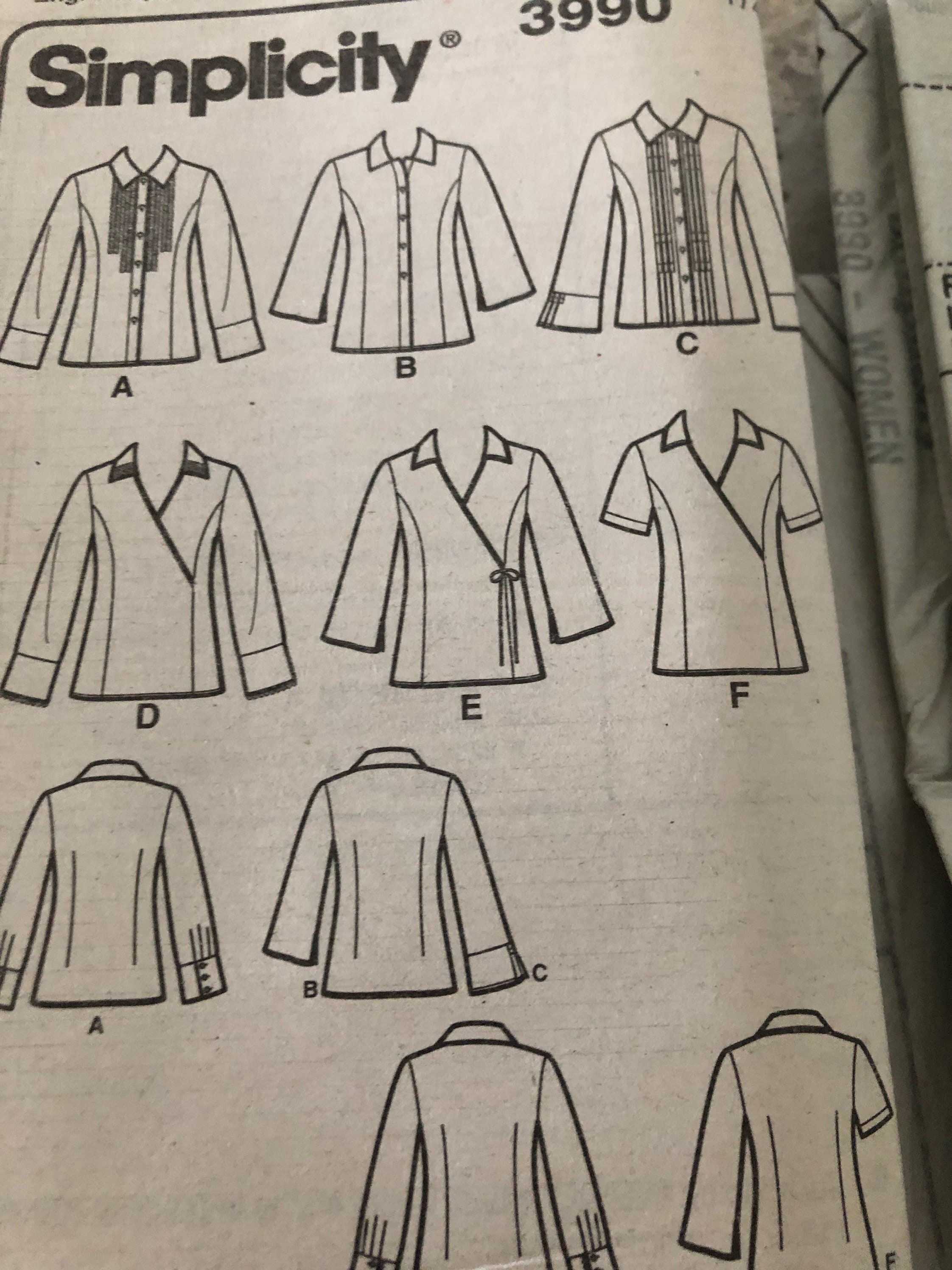 SIMPLICITY Plus Size Pattern 3990. Womens Shirts With Front Variations ...