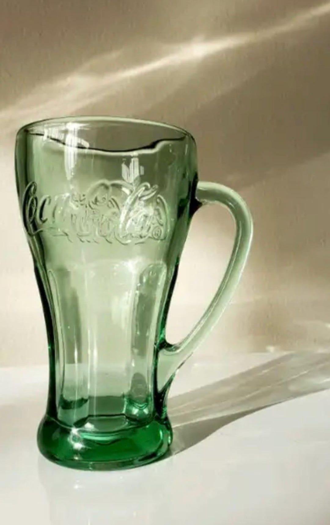 Vintage COCA-COLA Glasses. Green Glass, With Handle. Free Shipping - Etsy