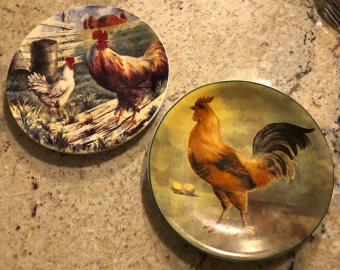 Warren Kimble rooster 8 Salad Dessert Plates - Etsy