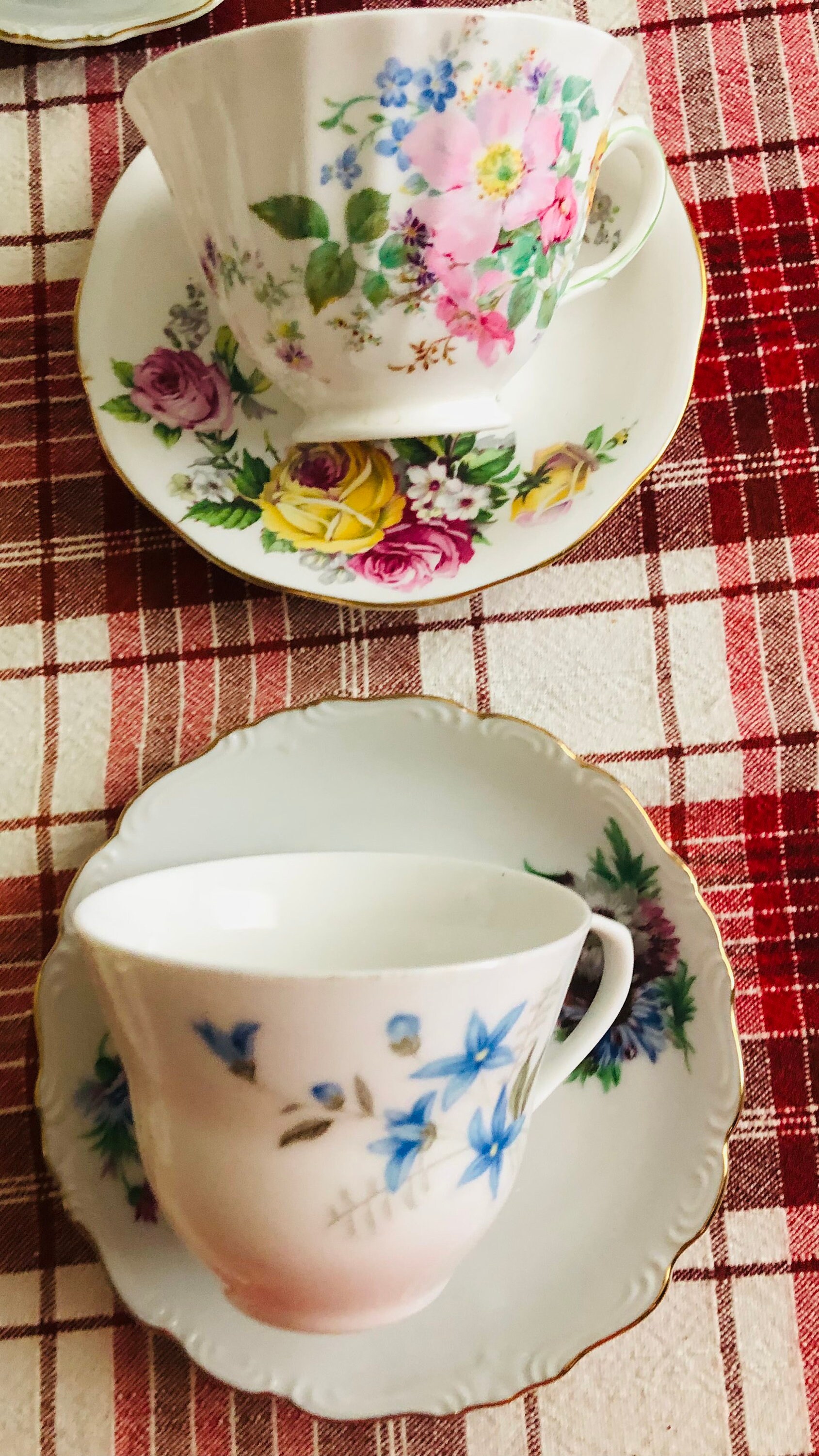 Vintage Mismatched Tea Cup and Saucer Sets, Floral China, Set of 3 - Etsy