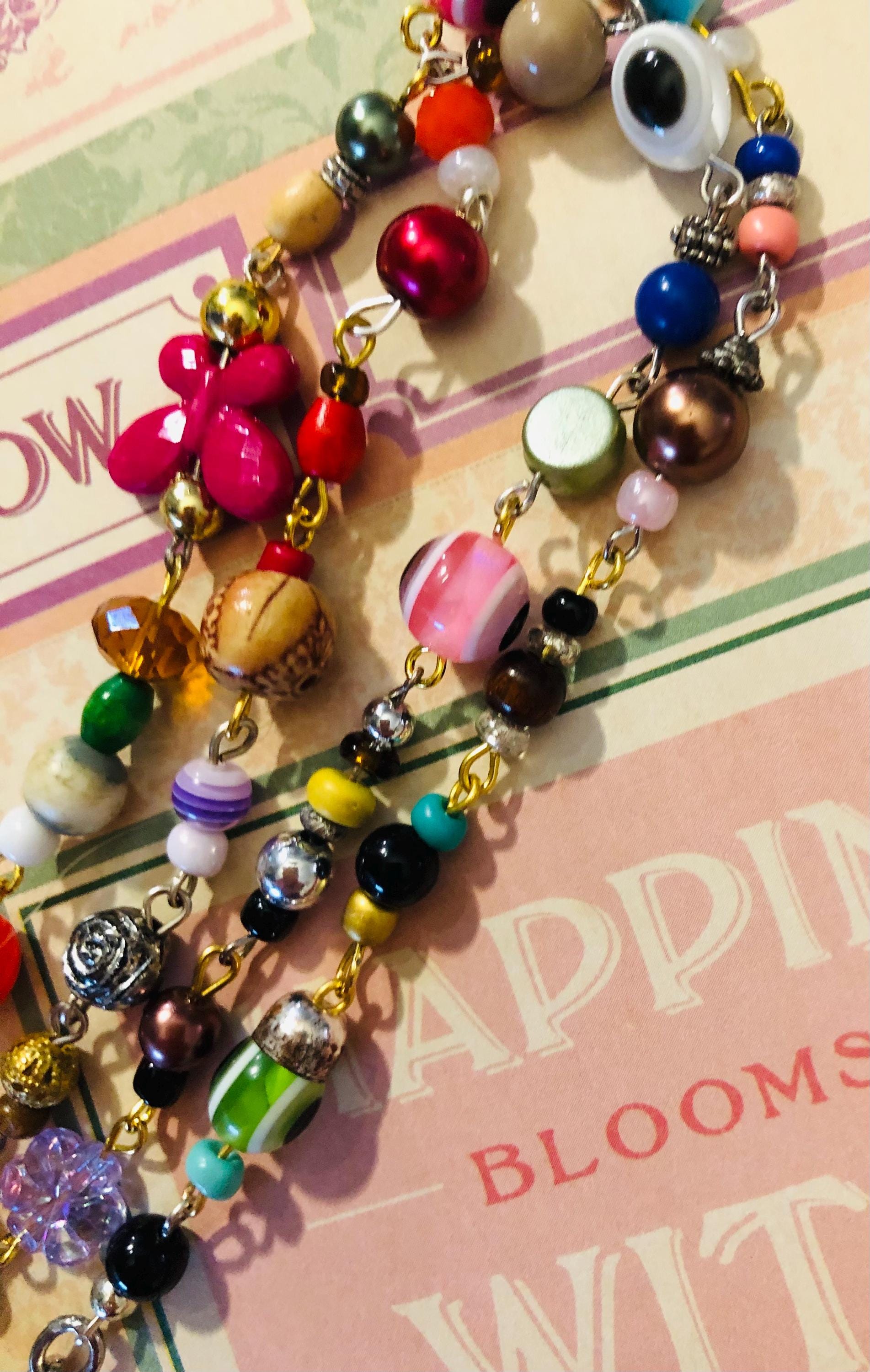 EVIL EYE Beaded, Eyeglass Chain, SUNGLASSES Chain With Shell Charm ...