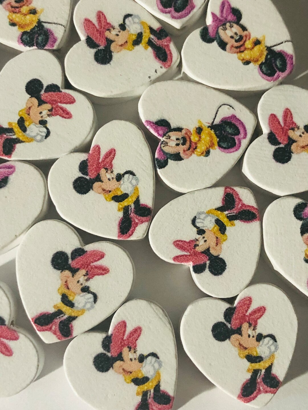Minnie Mouse Wood Heart Beads for DIY Jewelry or Assorted Crafts. Set ...