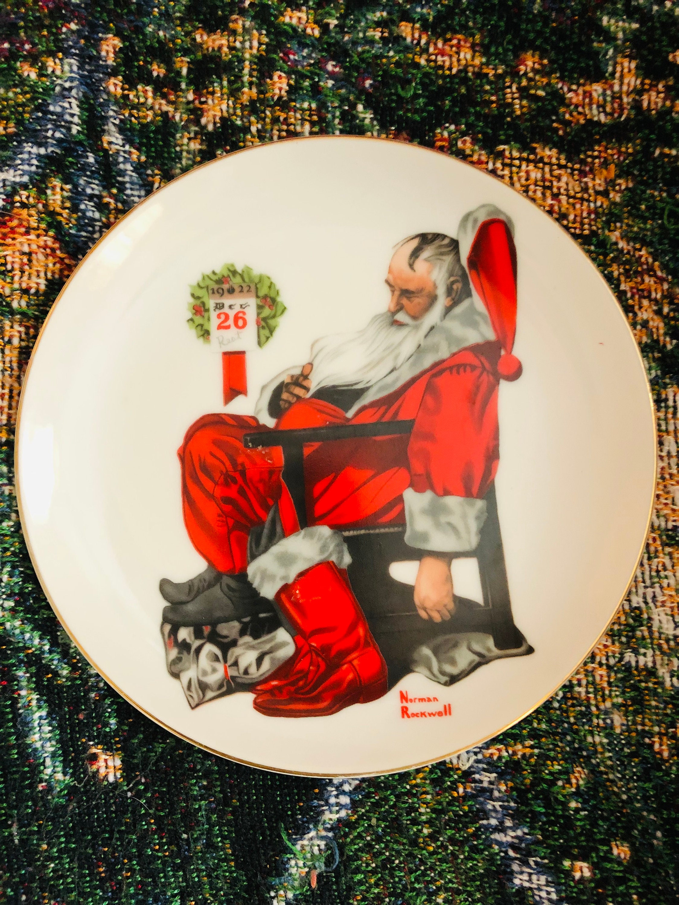 Norman Rockwell Santa Plate. the Day After Christmas. Special Edition ...