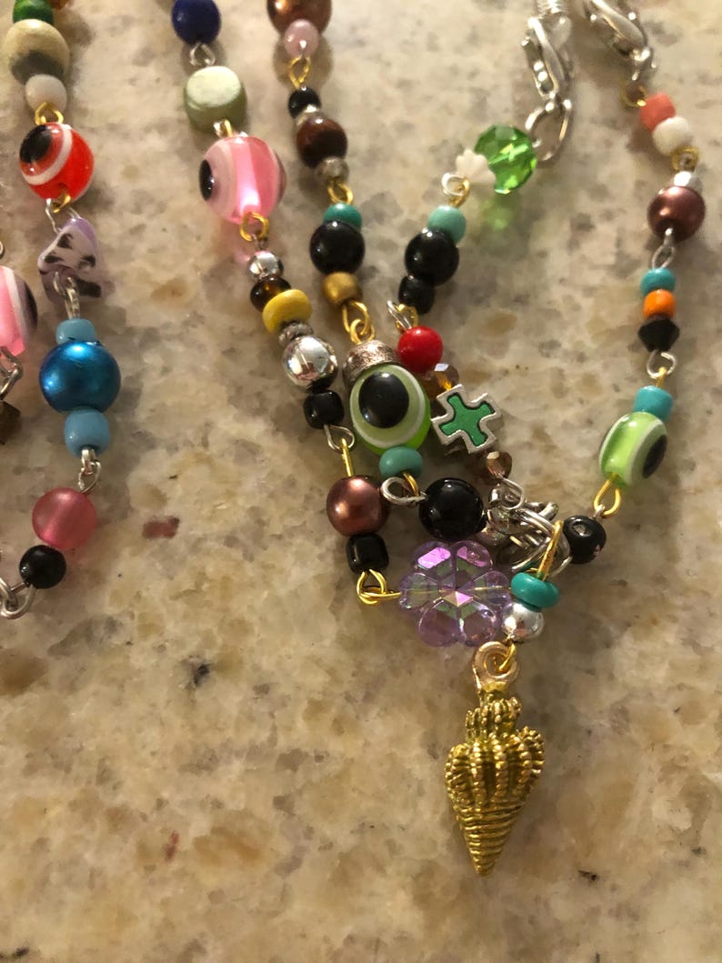 EVIL EYE Beaded, Eyeglass Chain, SUNGLASSES Chain With Shell Charm ...