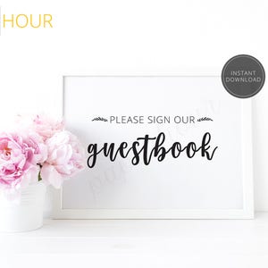 Printable Wedding Reception Sign | Please Sign Our Guestbook | Instant ...