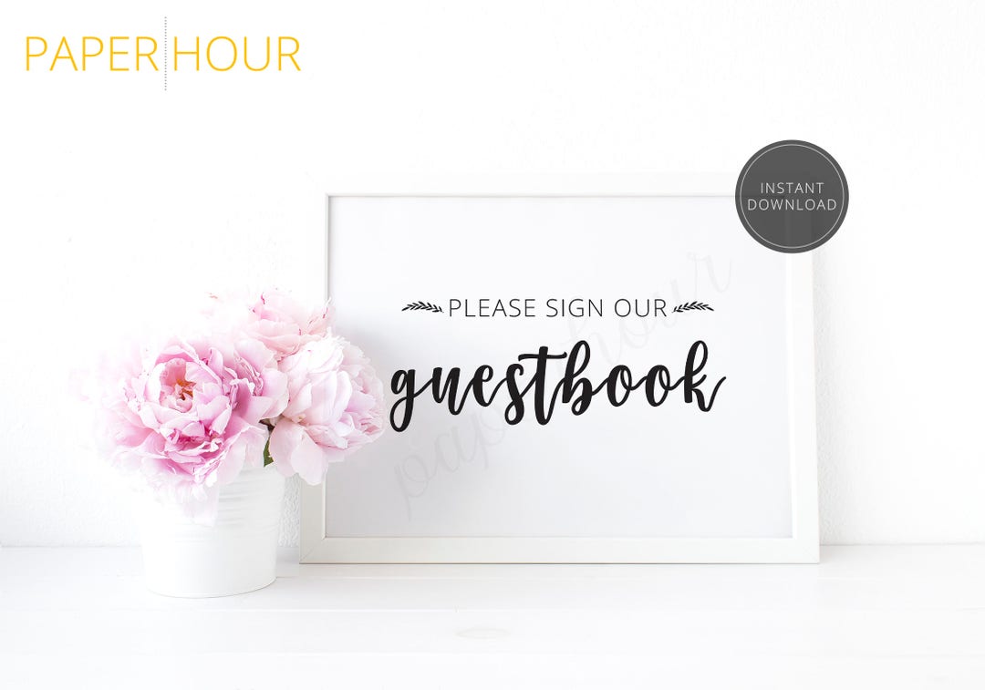 Printable Wedding Reception Sign | Please Sign Our Guestbook | Instant ...