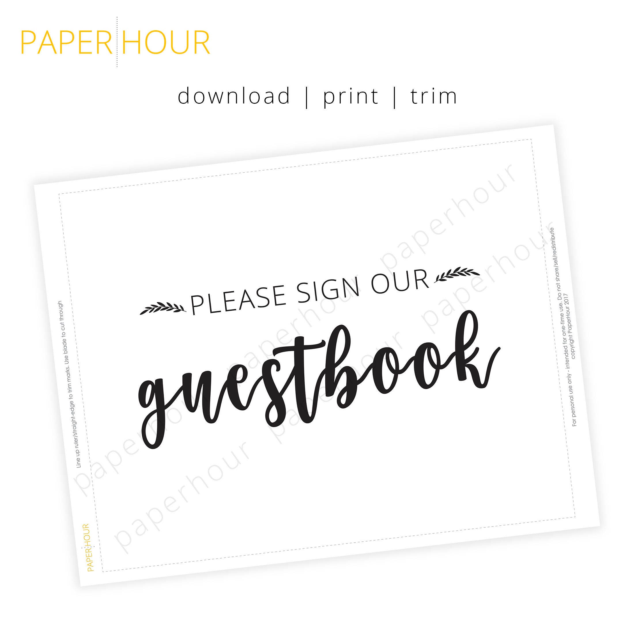 Printable Wedding Reception Sign Please Sign Our Guestbook - Etsy