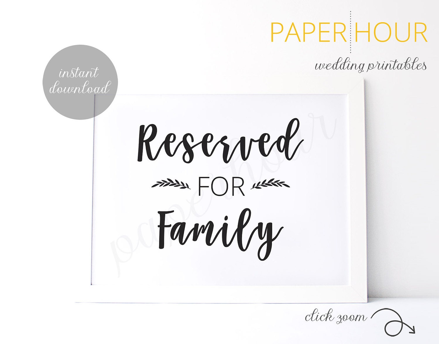 Printable Wedding Reception Sign | Reserved for Family Sign | Instant ...