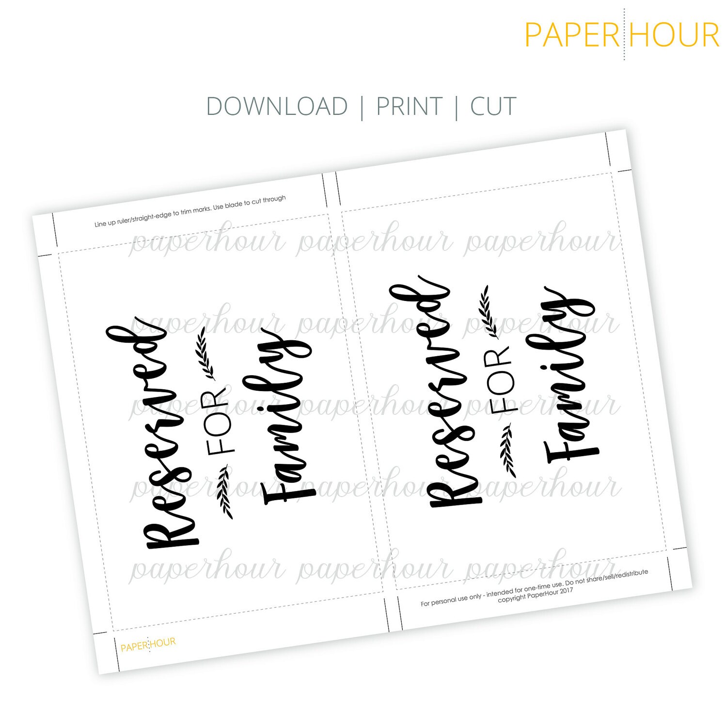 Printable Wedding Reception Sign | Reserved for Family Sign | Instant ...