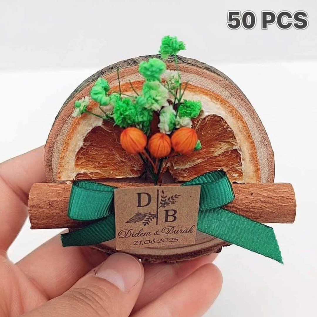 Handmade Rustic Wedding Favor | Custom Initials/date | Wood Slice ...