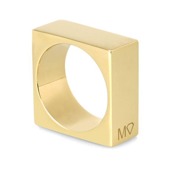 Modern Square Ring Minimalist Square Ring Gold Ring Gold - Etsy