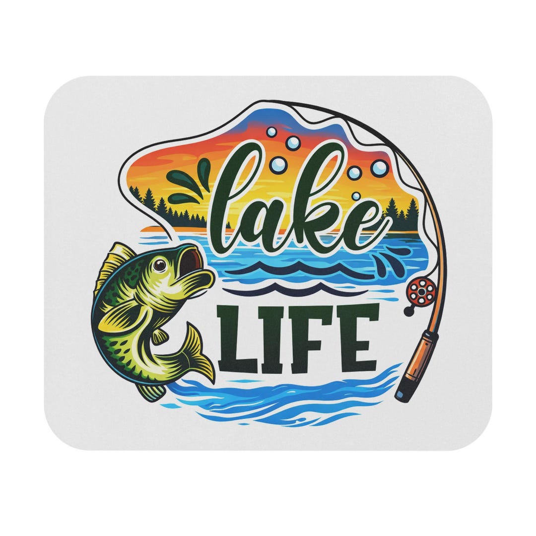 Lake Life Bass Fishing Mouse Pad | Lake Lover Desk Mat - Etsy