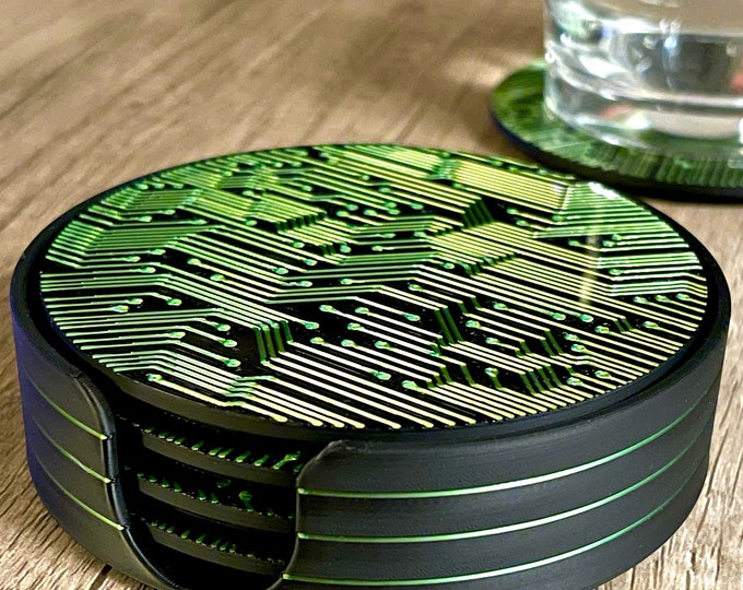 STL Digital File Only 3D Printed Circuit Board Coaster Set Gadget Tech ...
