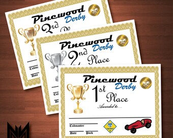 Pinewood Derby Award Printable - Etsy