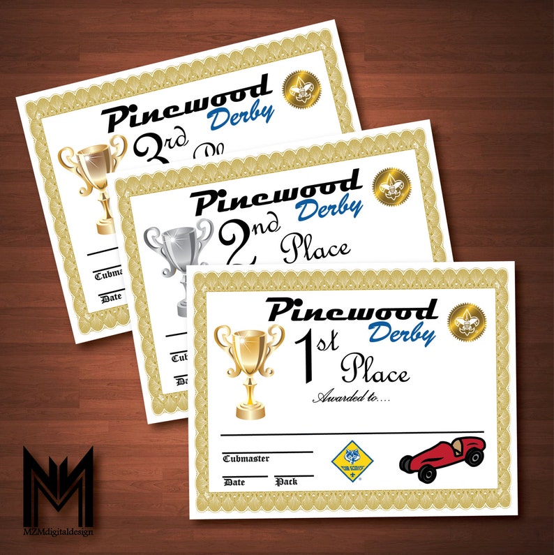 Printable Pinewood Derby Certificates Weigh in Sign BSA Etsy