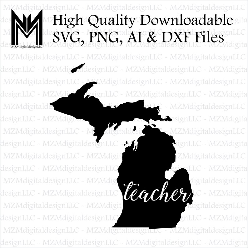 Michigan teacher svg png ai and dxf Files For Commercial & | Etsy