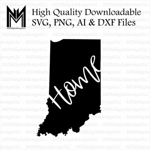 Indiana SVG PNG DXF State Home Outline Instant Download - Etsy