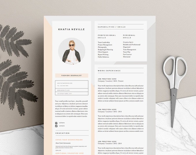 5 Page Resume Template and Cover Letter References Template for Word DIY Printable modern Muse ...