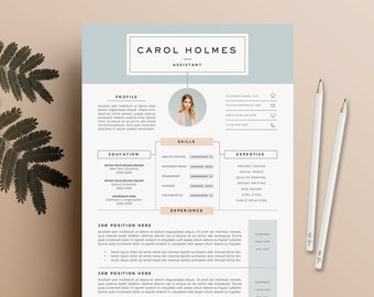 5 Page Resume Template and Cover Letter + References Template for Word | DIY Printable | "modern ...