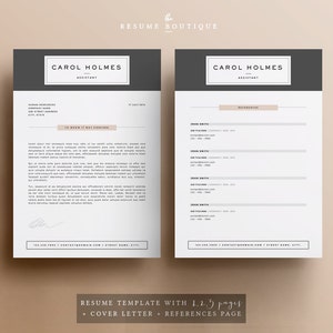 5 Page Resume Template and Cover Letter + References Template for Word | DIY Printable | the ...