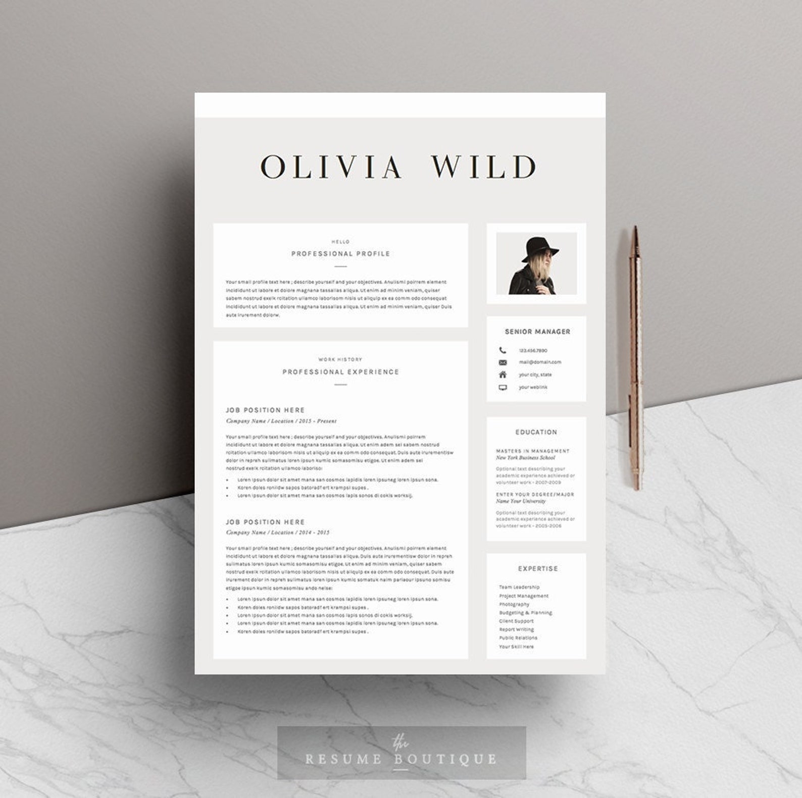 Resume Template 5 Pages | CV Template + Cover Letter + References for ...