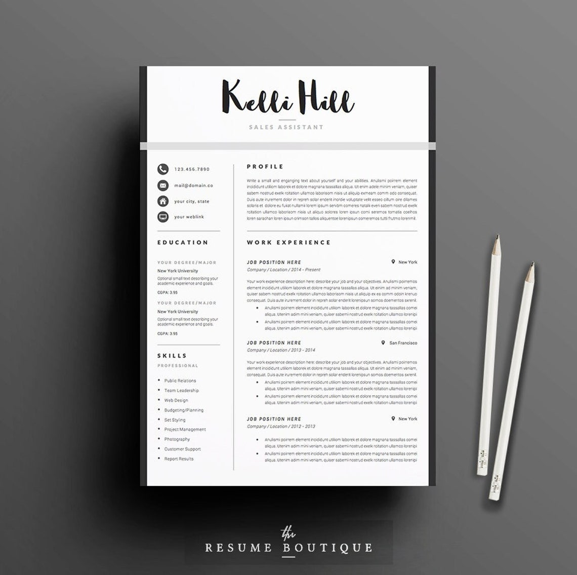 Resume Template 5 Pages | CV Template + Cover Letter + References for ...