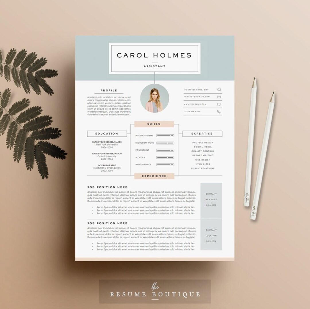 5 Page Resume Template and Cover Letter + References Template for Word ...