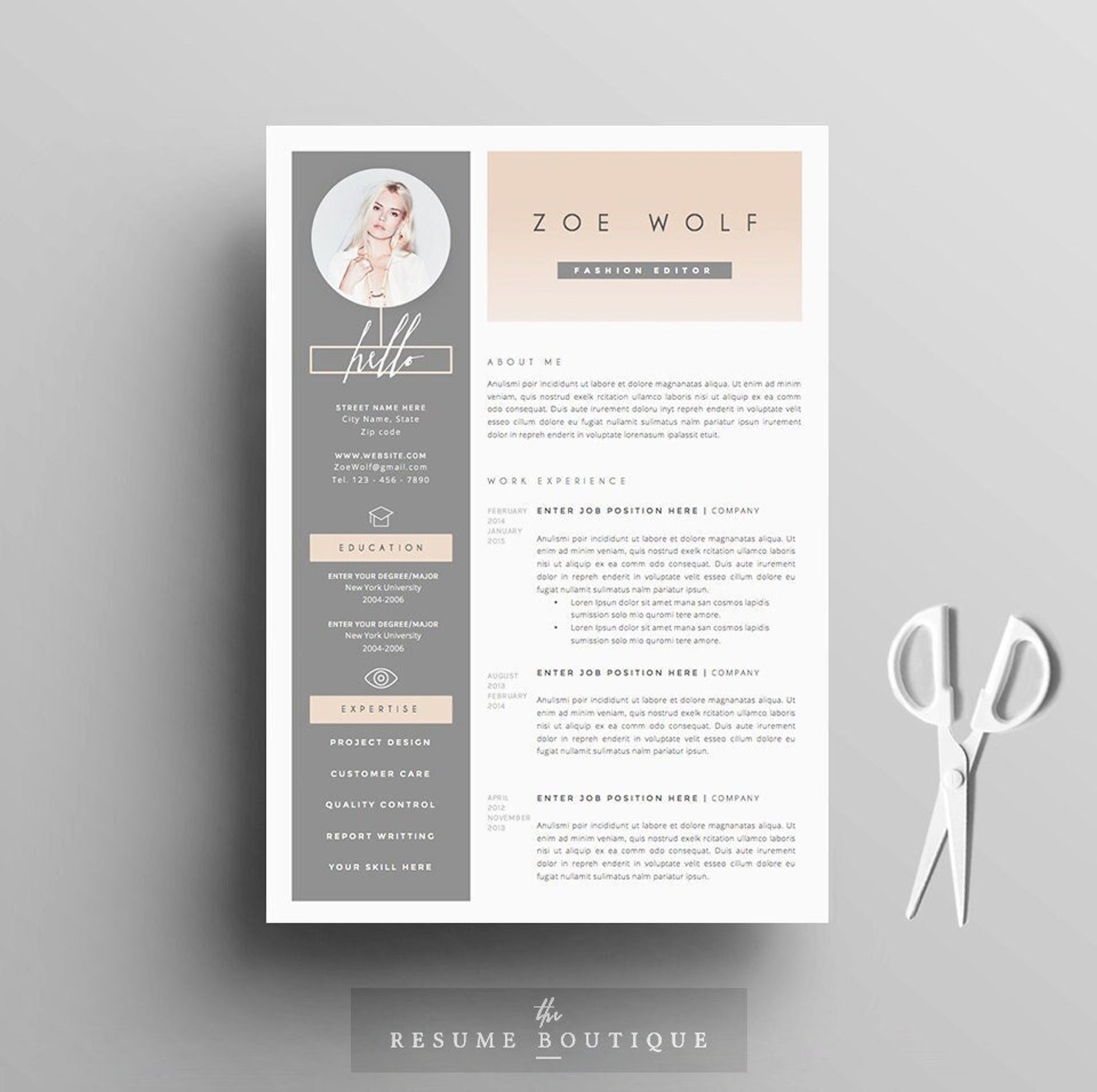 Resume Template and Cover Letter + References Template for Word | DIY ...