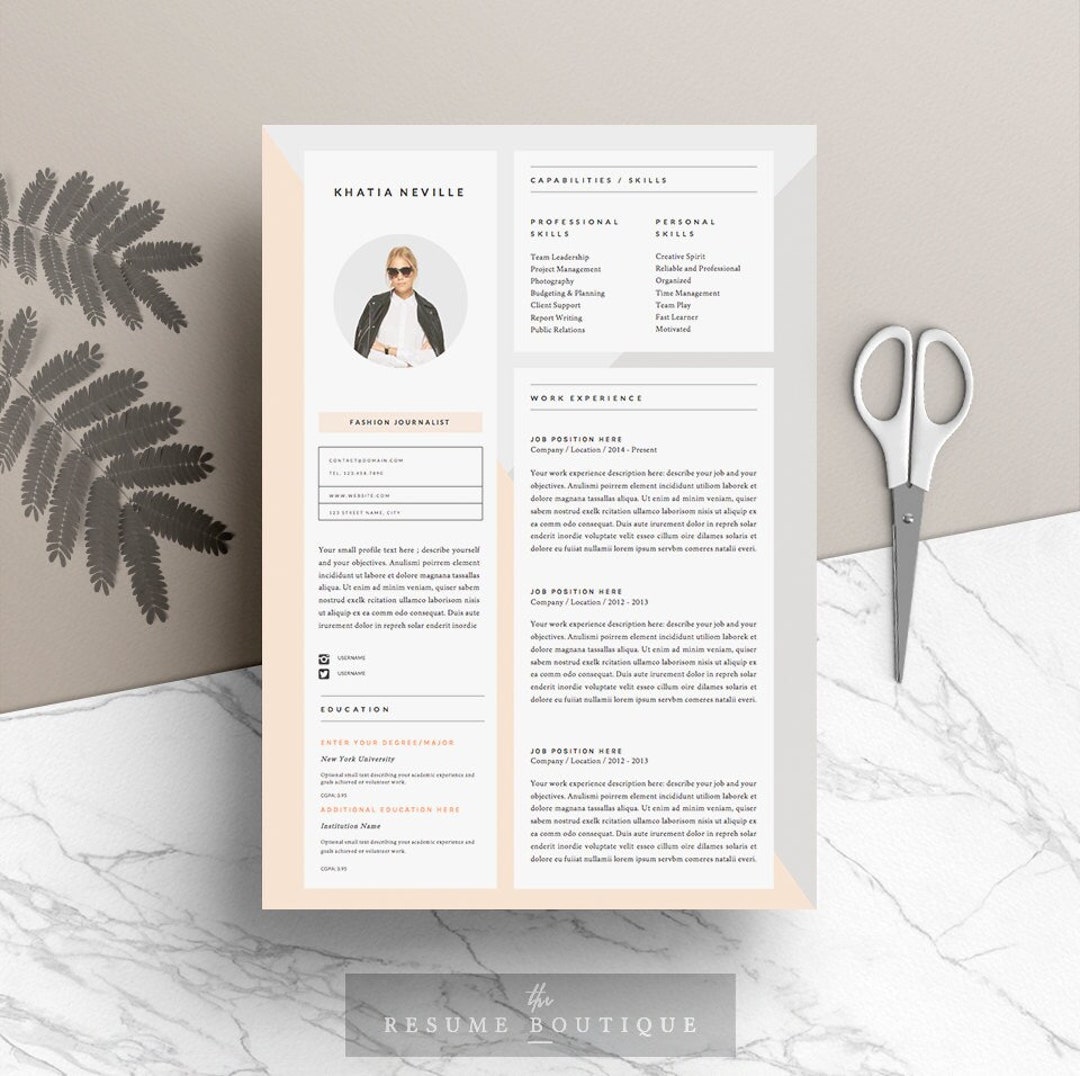 5 Page Resume Template and Cover Letter + References Template for Word ...