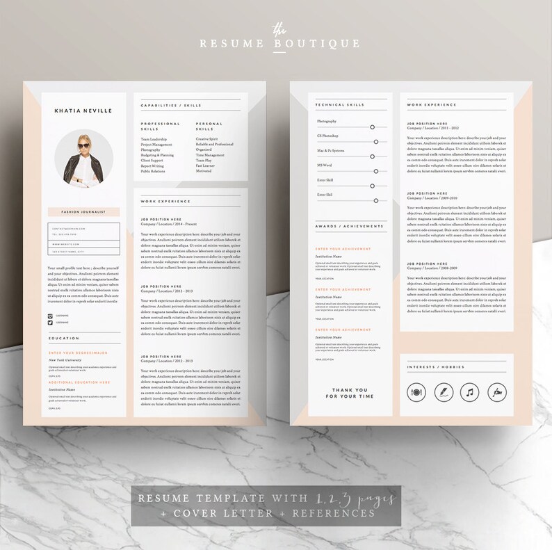 5 Page Resume Template and Cover Letter + References Template for Word ...