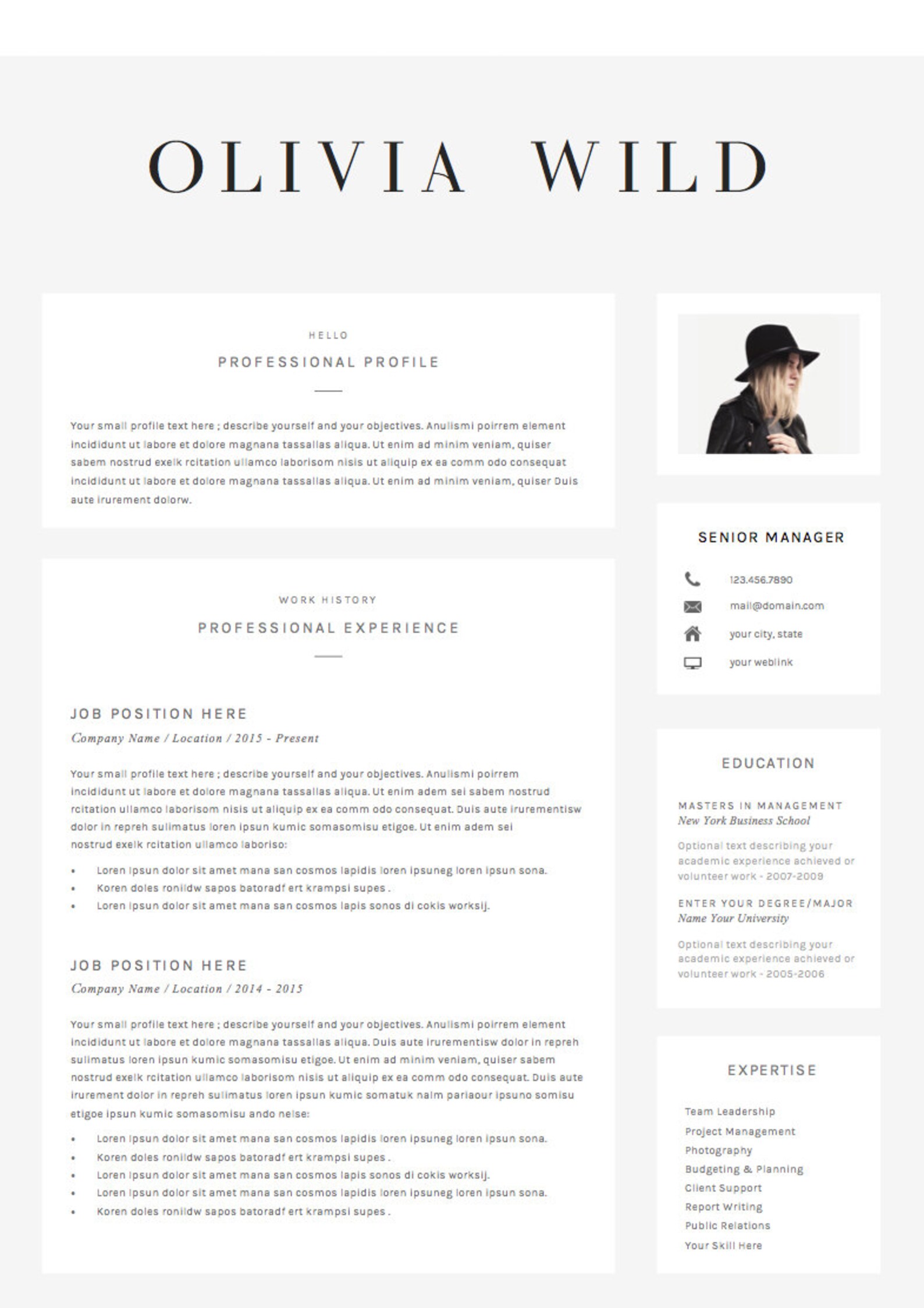 Resume Template 5 Pages | CV Template + Cover Letter + References for ...