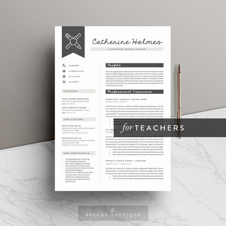 Teacher Resume Template for Word 5 Pages Icon Pack - Etsy