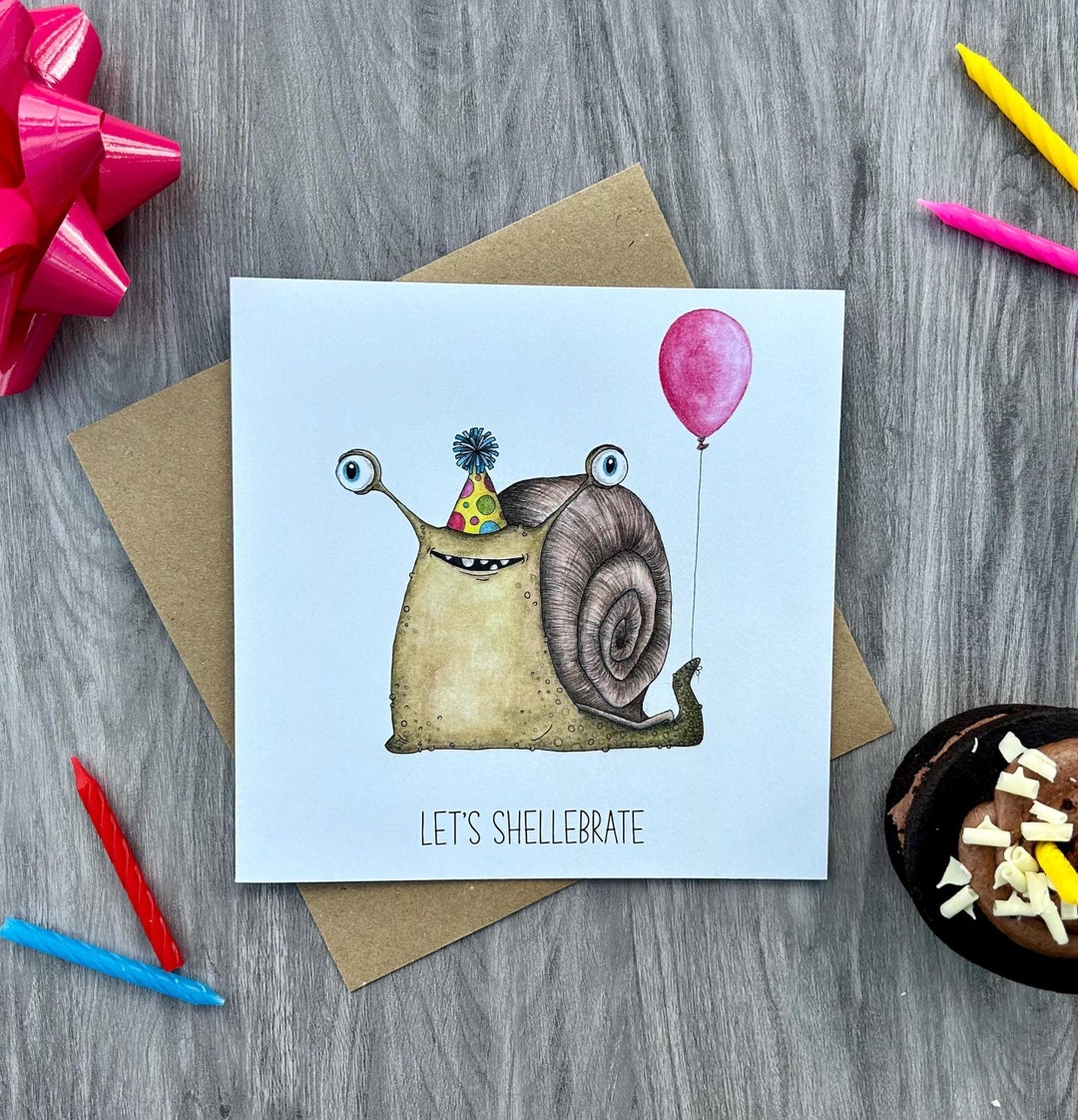 Let’s Shellebrate Snail Birthday Card - Etsy