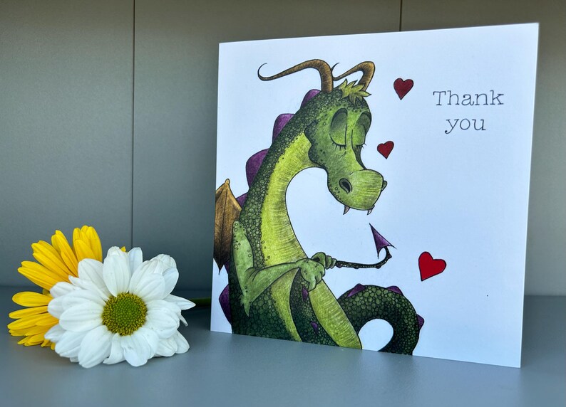 Cute Dragon Thank You Card - Etsy UK