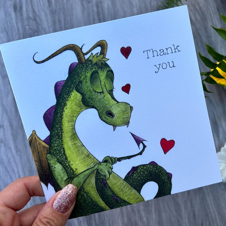 Cute Dragon Thank You Card - Etsy UK